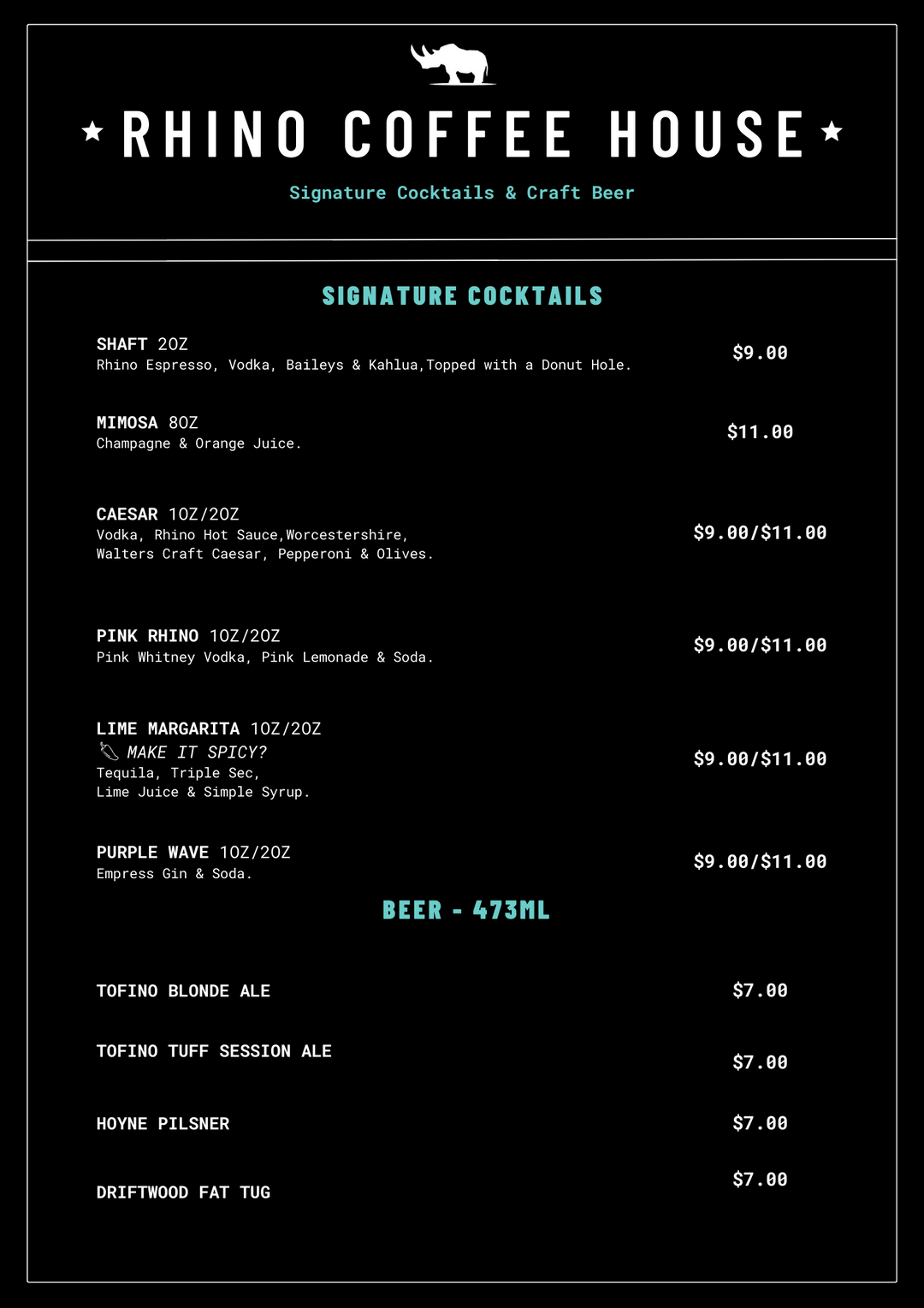 Rhino Craft Cocktails & Beer – Rhino Coffee Langford
